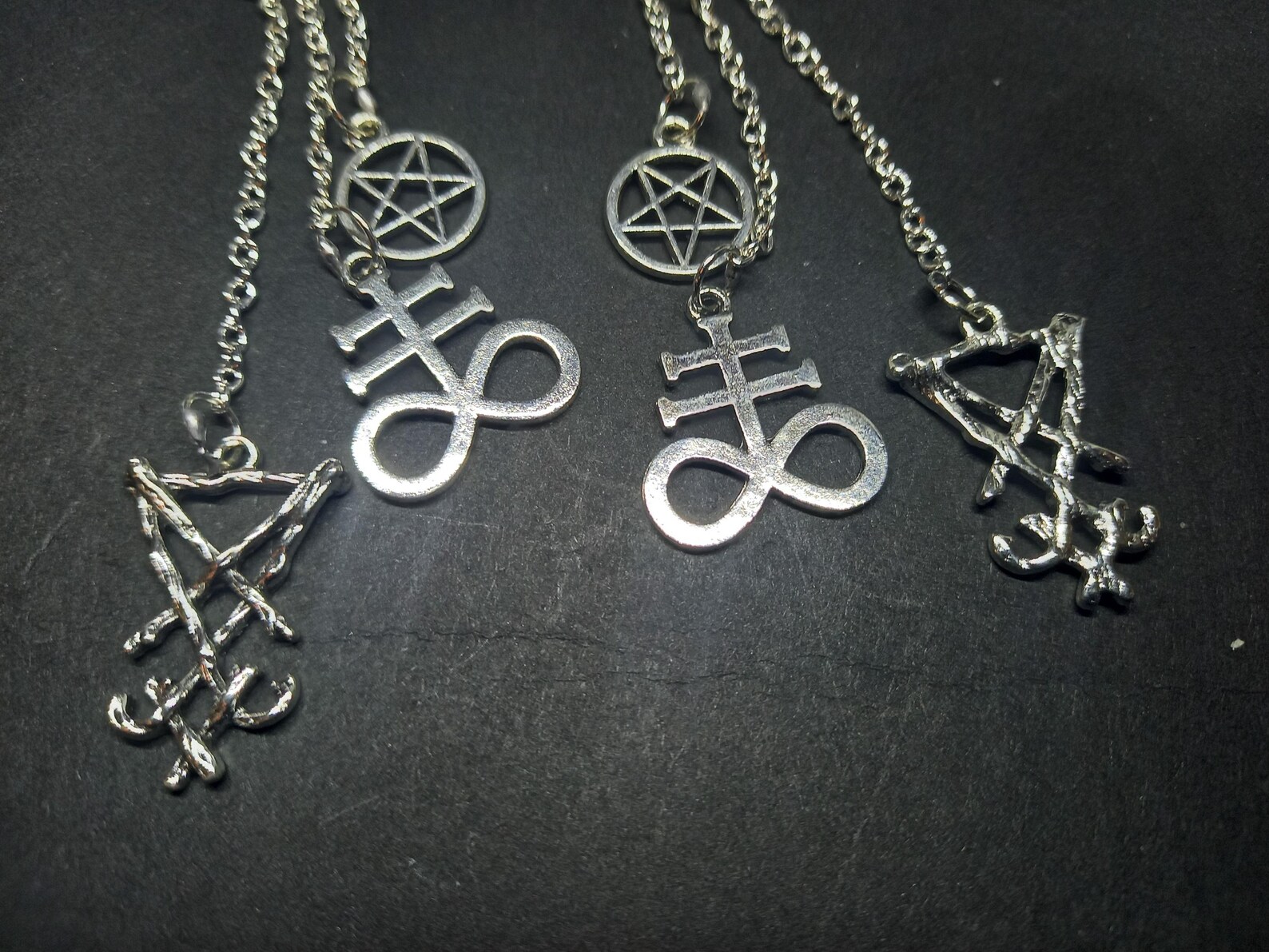Satanic Trinity Earrings With Separate Chains :goth Witchy Occult Witch ...