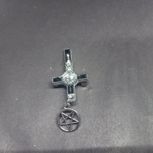 Inverted Metal Crucifix Pin Badge With Optional Inverted Pentagram ...