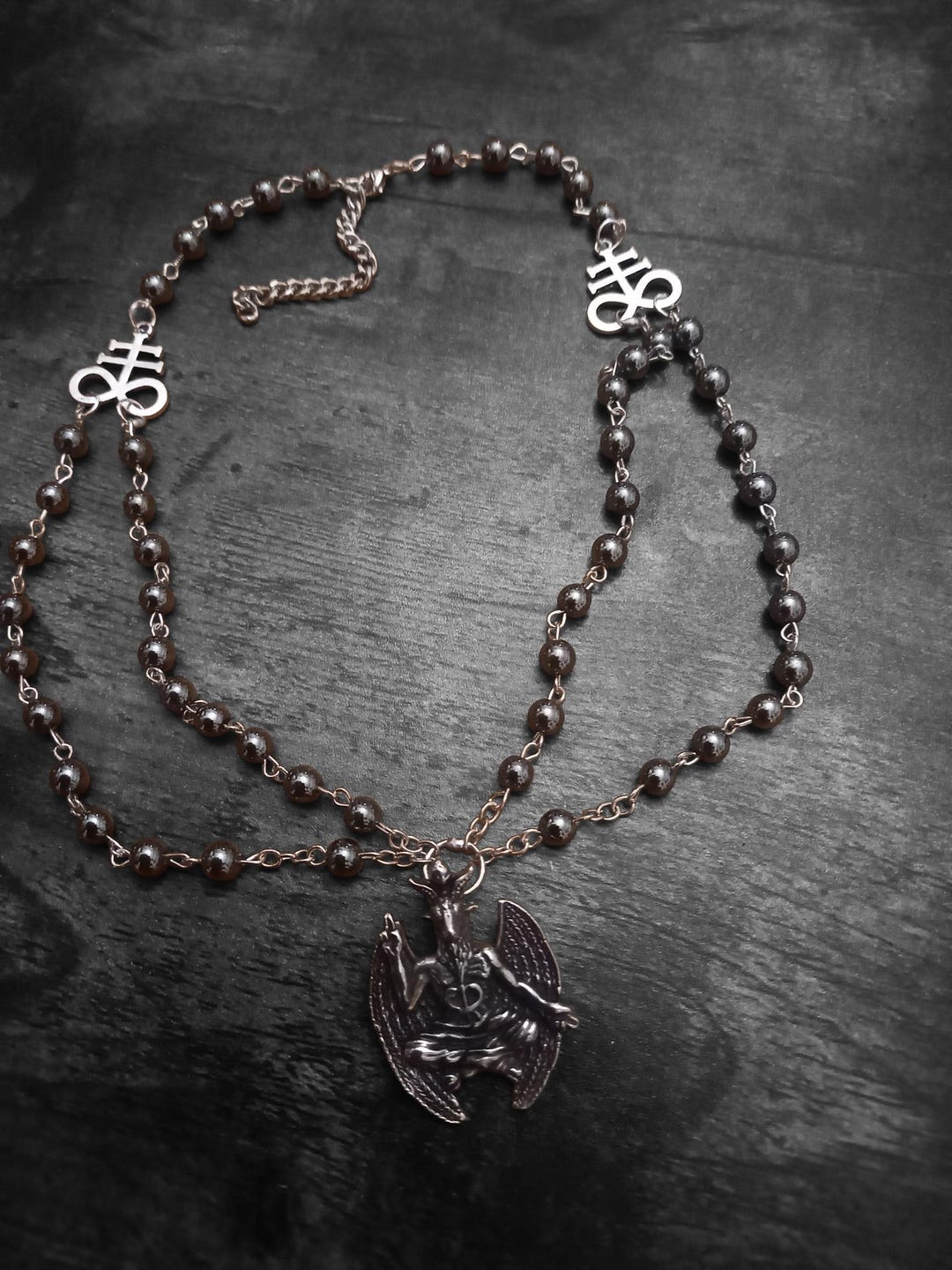 Goth Gothic Witchy Satanic Occult " Stainless Steel Baphomet With Two ...