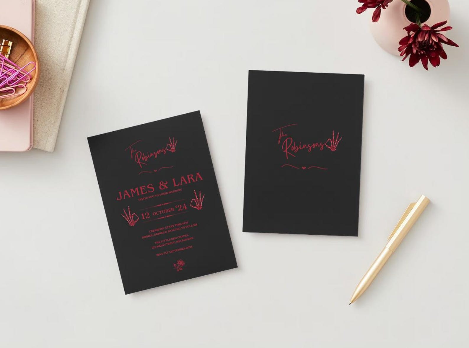 Alternative Wedding Invitation, Gothic Invitation, Editable Canva ...