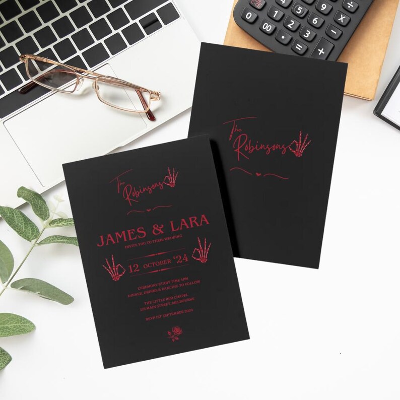 Alternative Wedding Invitation, Gothic Invitation, Editable Canva ...