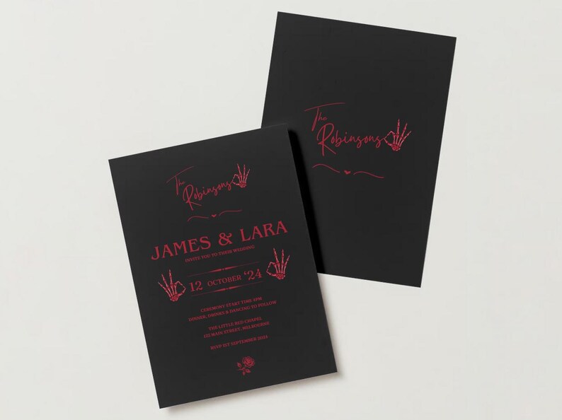 Alternative Wedding Invitation, Gothic Invitation, Editable Canva ...