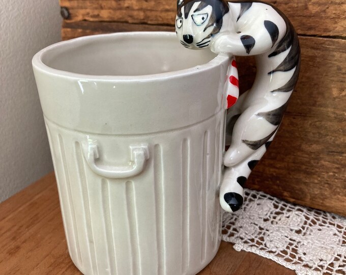 Vintage Takahashi Tom Cat on Trash Can Ceramic Coffee Mug, Pencil Cup ...