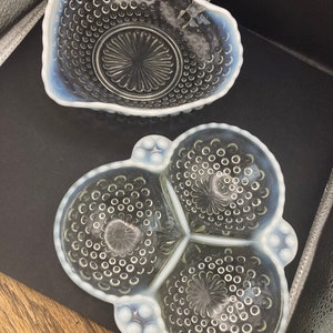 Vintage Moonstone Hobnail Glass Dishes: Heart & 3-section Set - Etsy