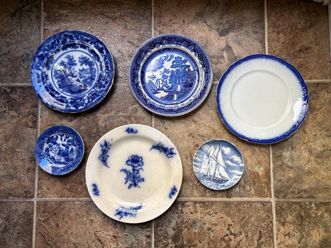 Instant Plate Wall, Blue and White Transferware, Collection of 6 ...