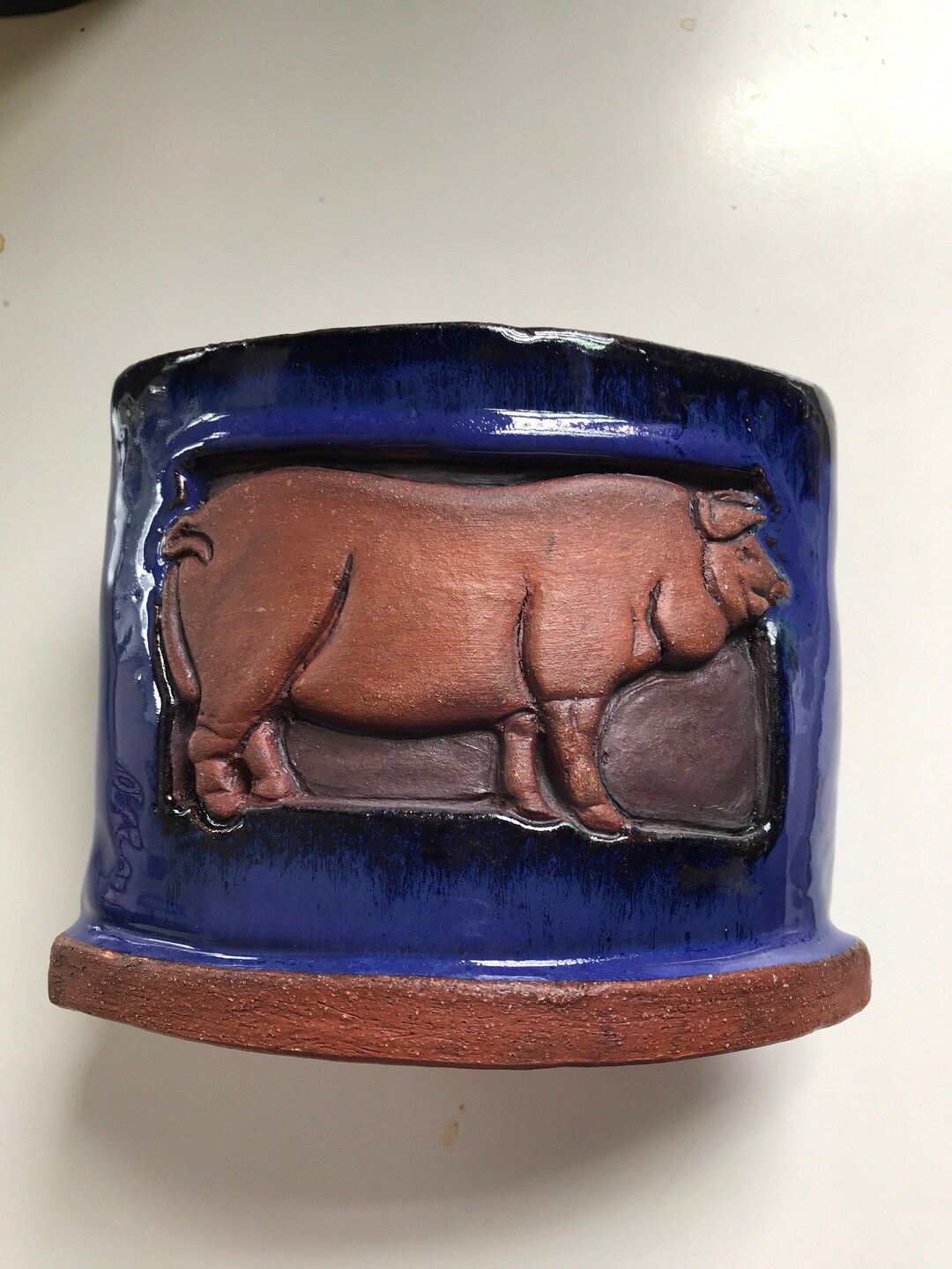 Red Ware Pottery Pig Vase/planter - Etsy