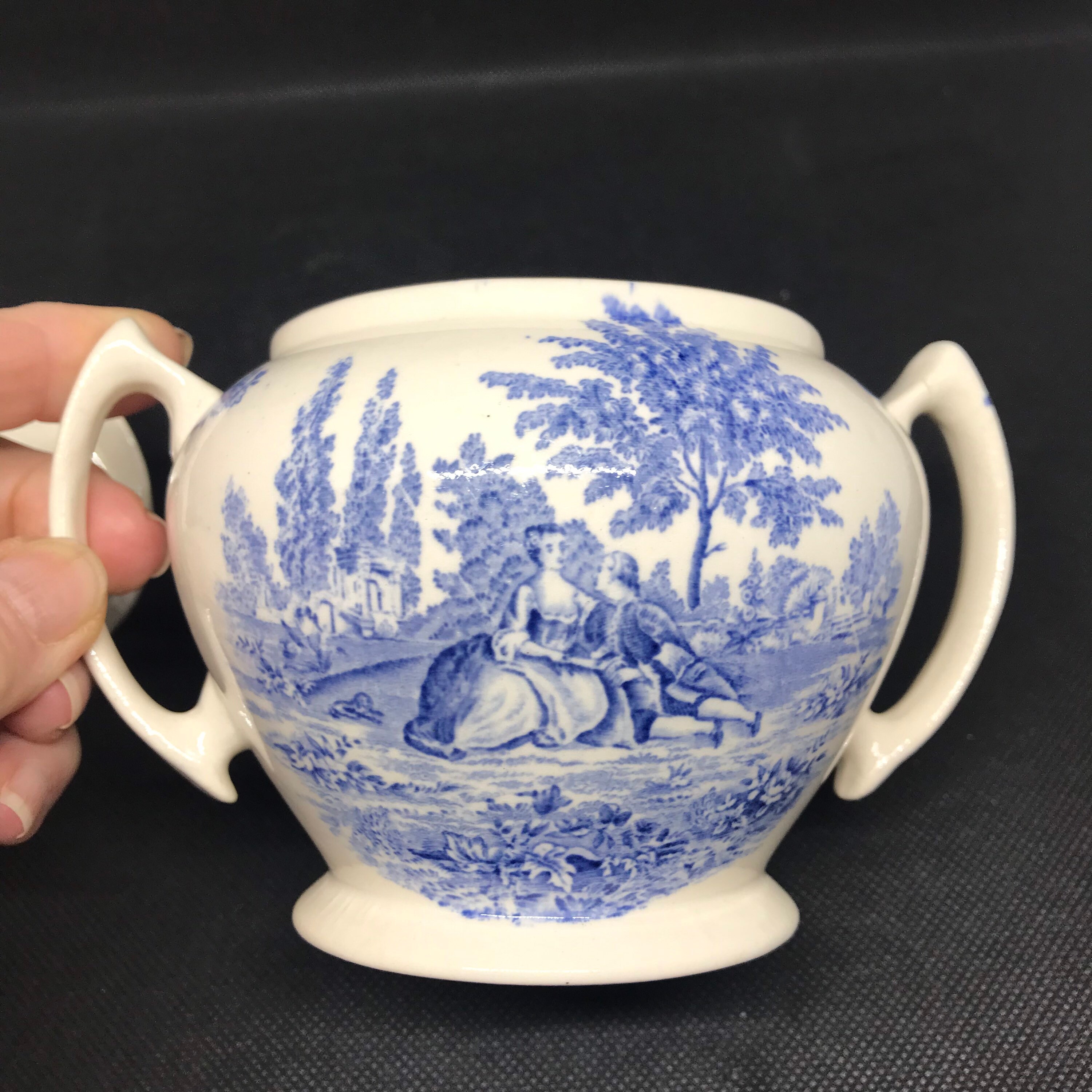 Kitchen & Dining Blue Lawnton. Blue transferware sugar bowl and creamer ...