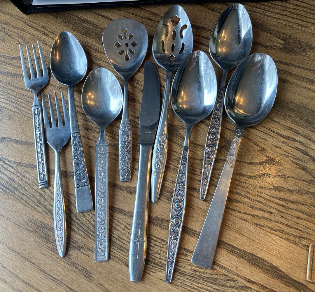 Mismatched Retro/vintage 10 Piece Stainless Flatware Set - Etsy