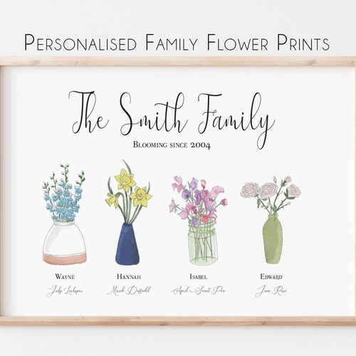 Personalised Family Flower Print Family Birth Flowers Print - Etsy