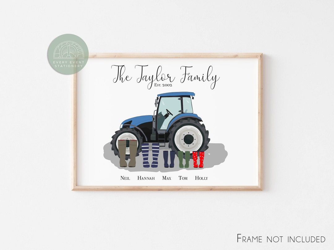 Tractor Family Welly Print, Country Family Boot Print, Personalised ...