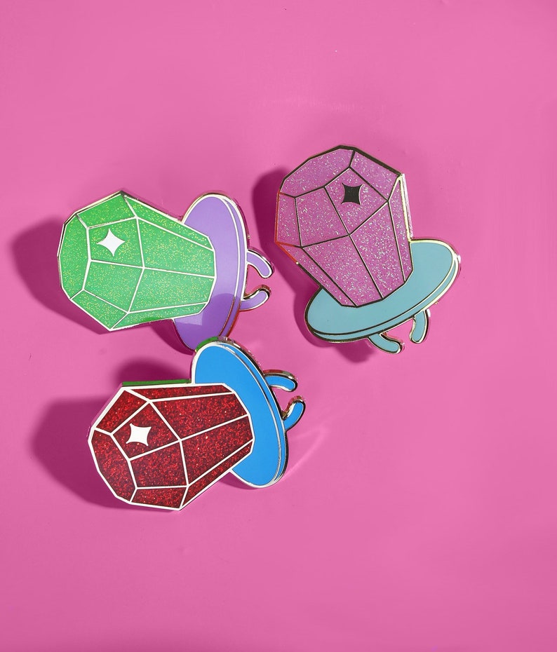 Large Glitter 90s Ring Pop Sucker Enamel Pin | Etsy