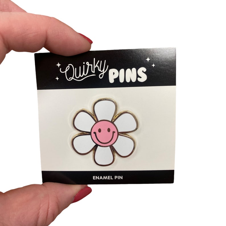 Hippy 70s Gold Flower Power Daisy Smiley Enamel Pin - Etsy