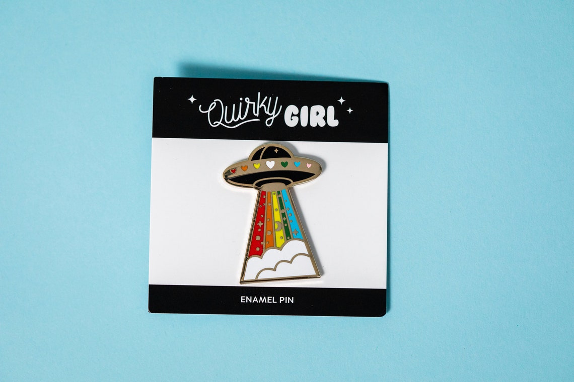 Rainbow UFO Alien Space Ship Enamel Pin - Etsy