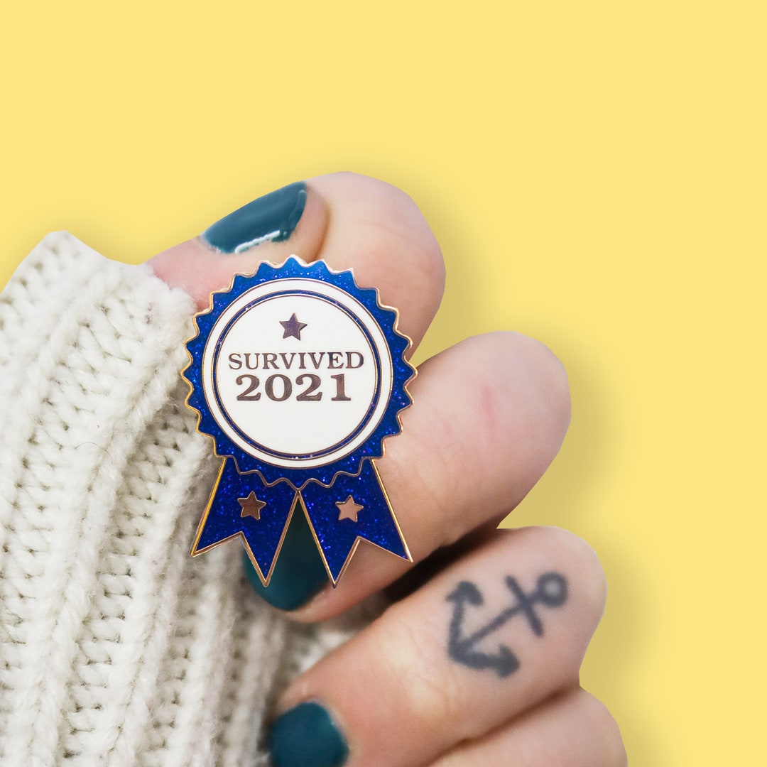 Survived 2021 Award Glitter Enamel Pin - Etsy