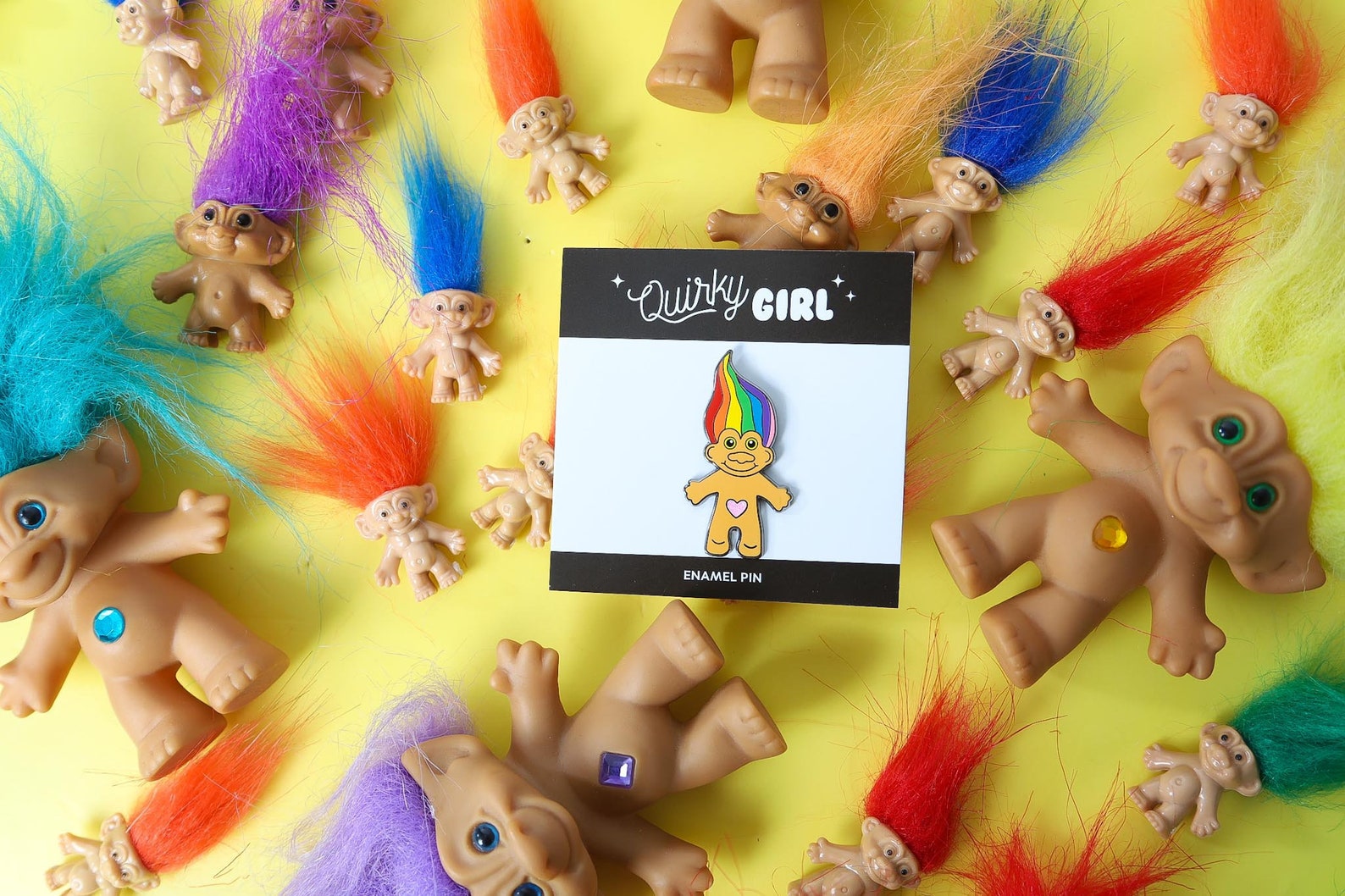 Rainbow Troll 90s Enamel Pin | Etsy