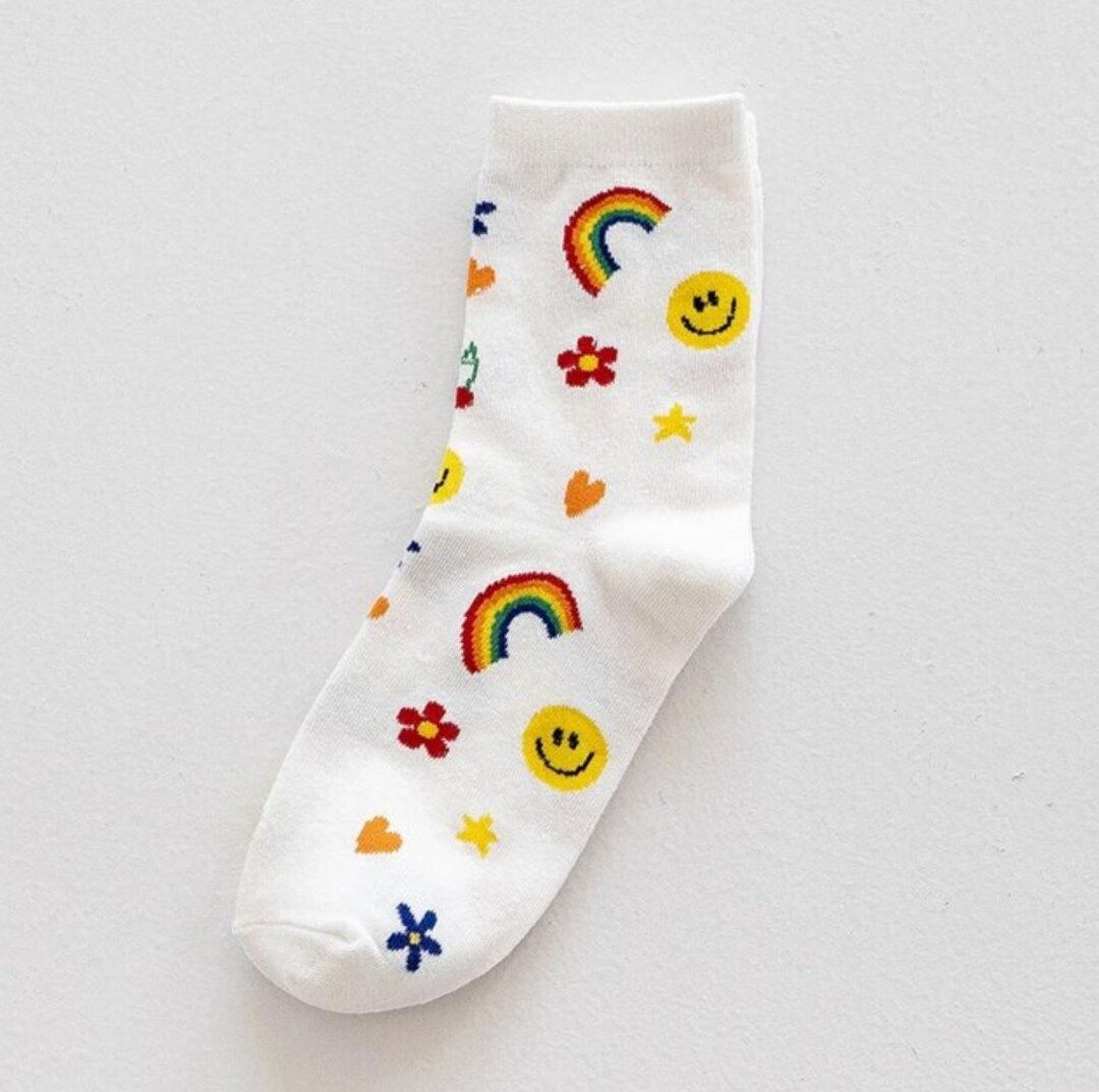 Smiley Rainbow Quirky Socks - Etsy