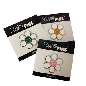 Hippy 70s Gold Flower Power Daisy Smiley Enamel Pin - Etsy