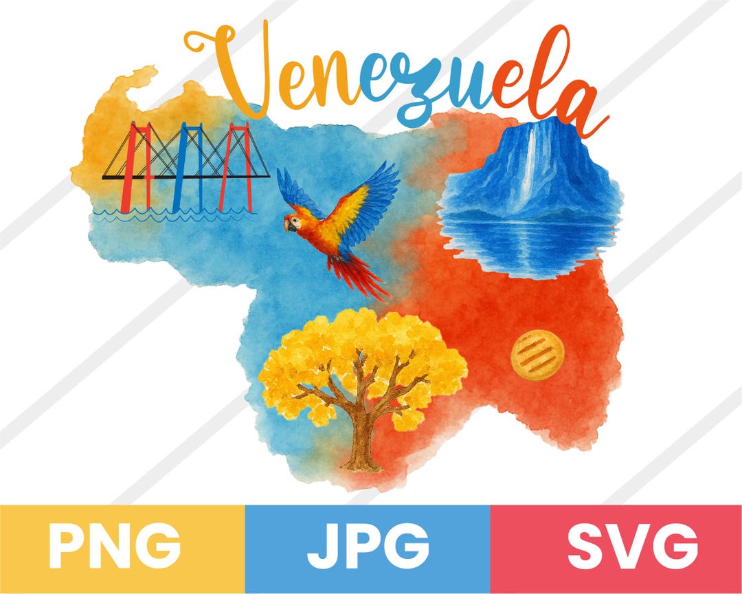 Venezuela Map Art: PNG, JPG, SVG Files - Etsy