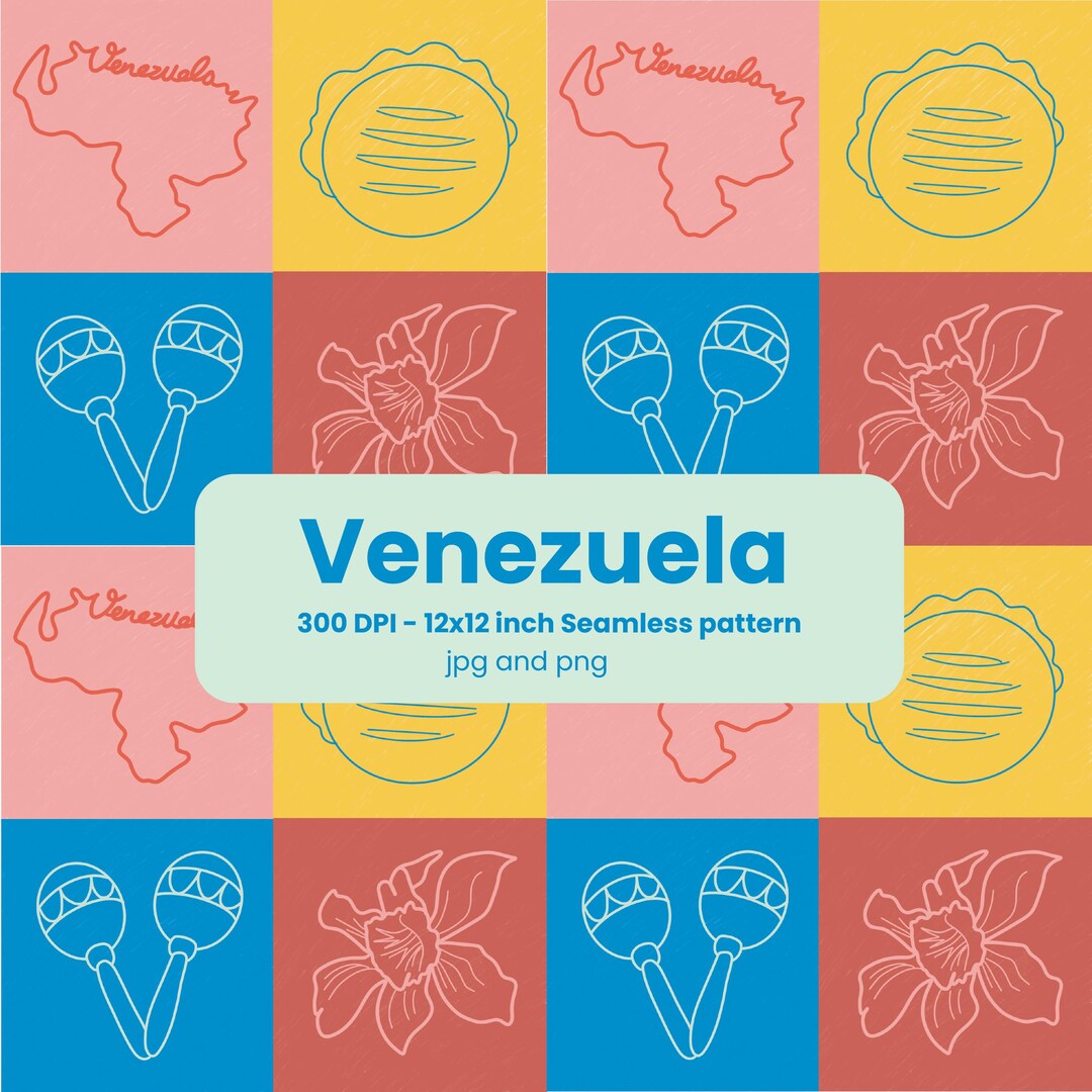 Venezuelan Seamless Pattern – Typical Food, Flower, and Games From ...