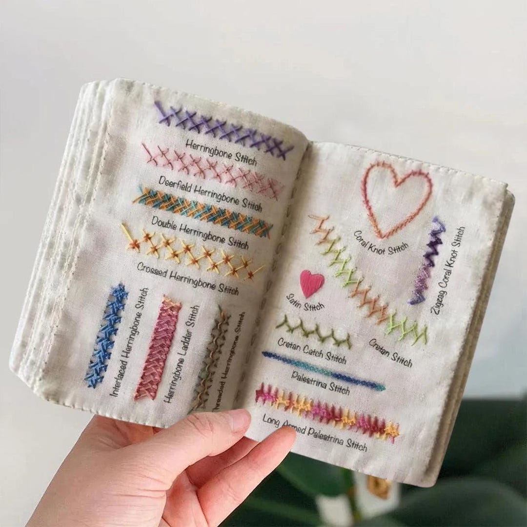 Handmade Embroidery Stitch Book. Embroidery Stitches Chart. - Etsy
