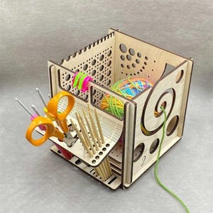 Box for Crochet Tools and to Hold the Ball of Yarn. Knitting Crochet ...