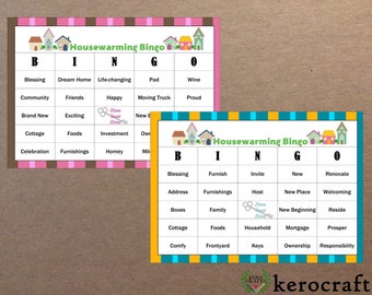 Housewarming Party Bingo Game 30 Cards House, Home Party Theme Bingo ...