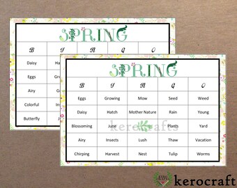 Spring Bingo, Bingo Cards Printable, Bingo Game, Bingo Game Download ...