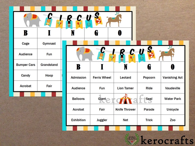 CIRCUS BINGO - 40 Cards - Etsy