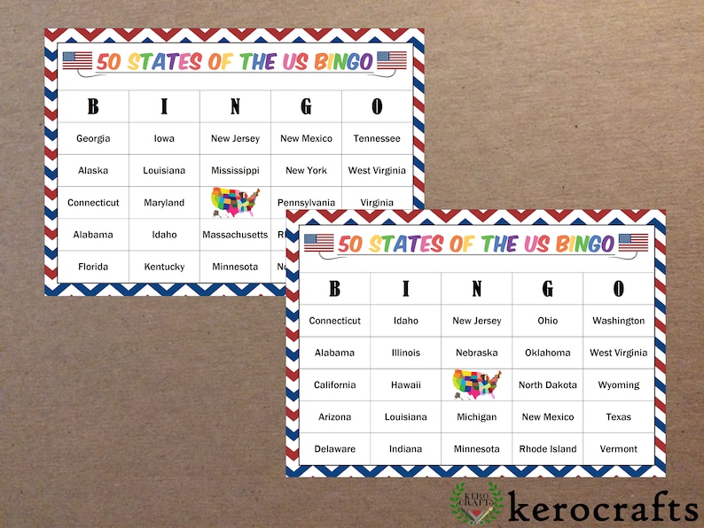 50 STATES BINGO - 30 CARDS - Etsy