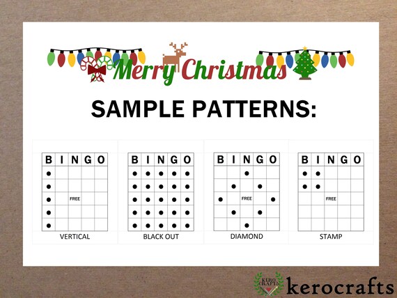 40 Printable Christmas Bingo Card Pink Christmas Bingo 60 Cards,