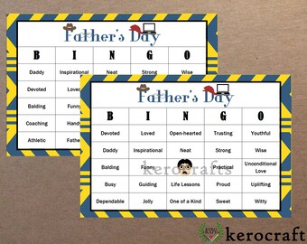 Father's Day Bingo Game Dad Inspired Bingo Words. Celebrate Your ...