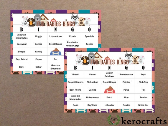 FUR BABIES DOG Bingo 40 Unique Cards - Etsy