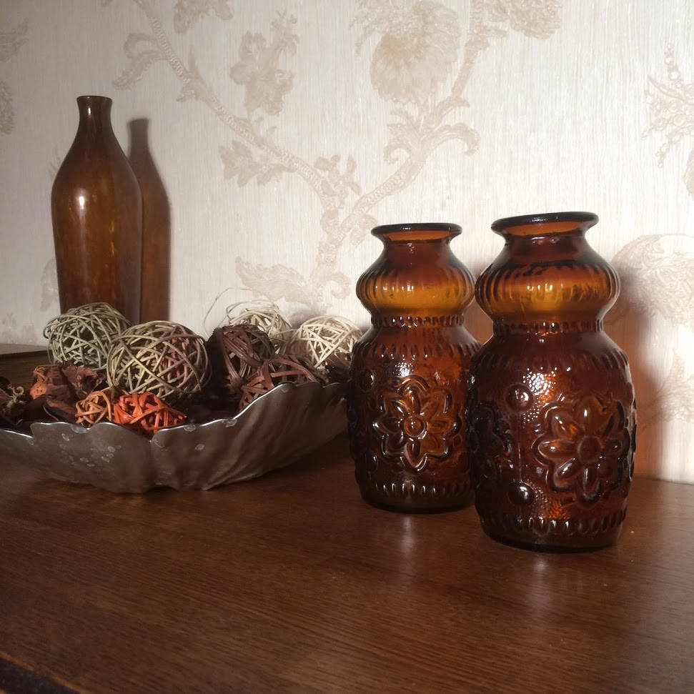 Vintage Vases Antique Vase Colored Glass Brown Glass - Etsy