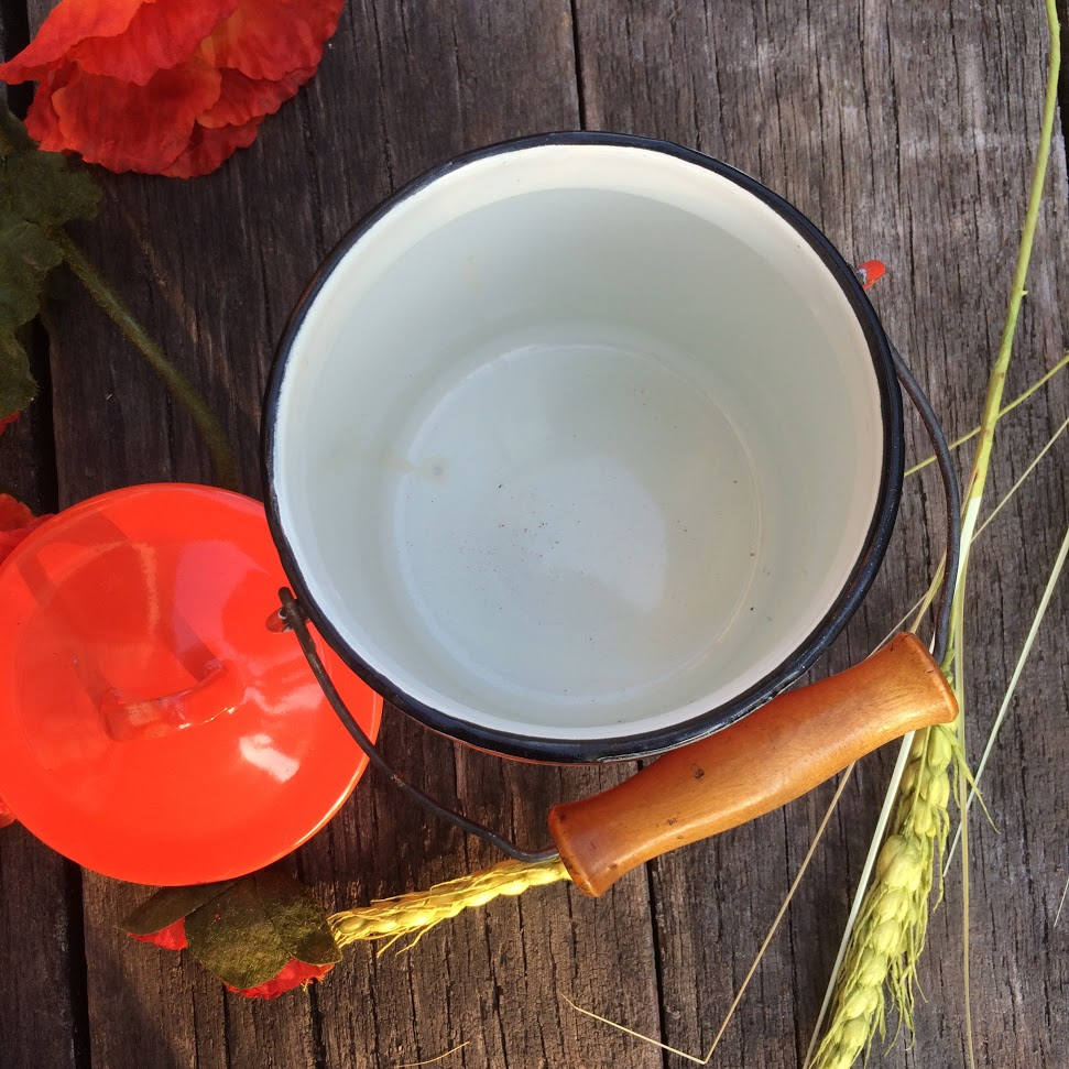 Vintage Enameled Can Red Milk Can Orange Enamel Can Metal - Etsy