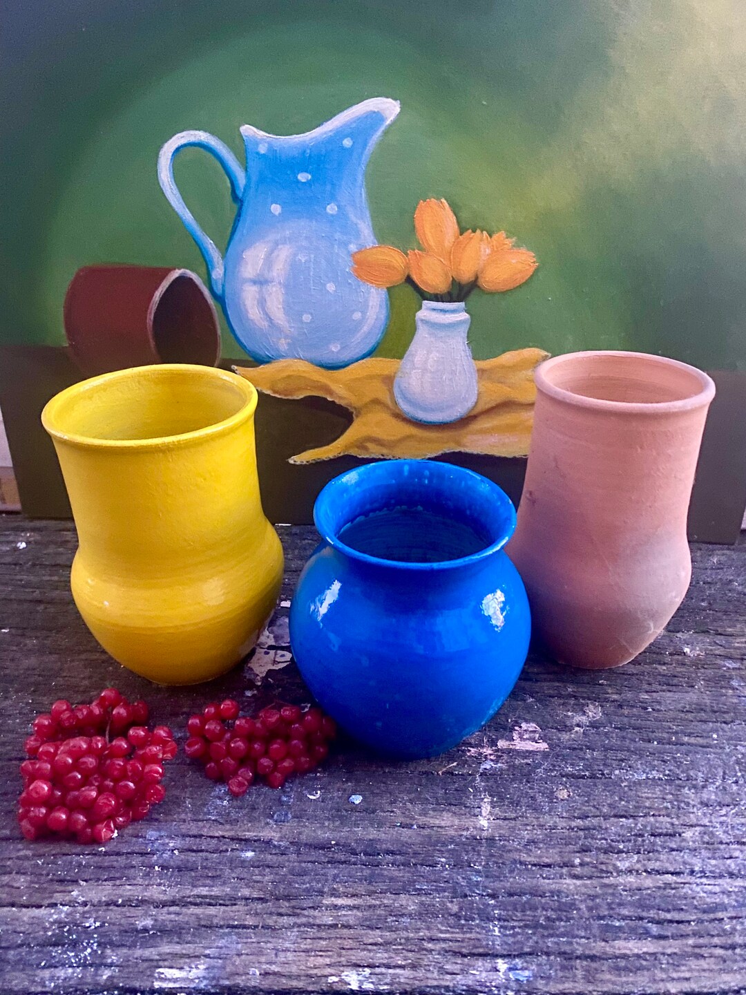 Vasija de barro vintage, olla de barro de color azul Cuenco rústico ...