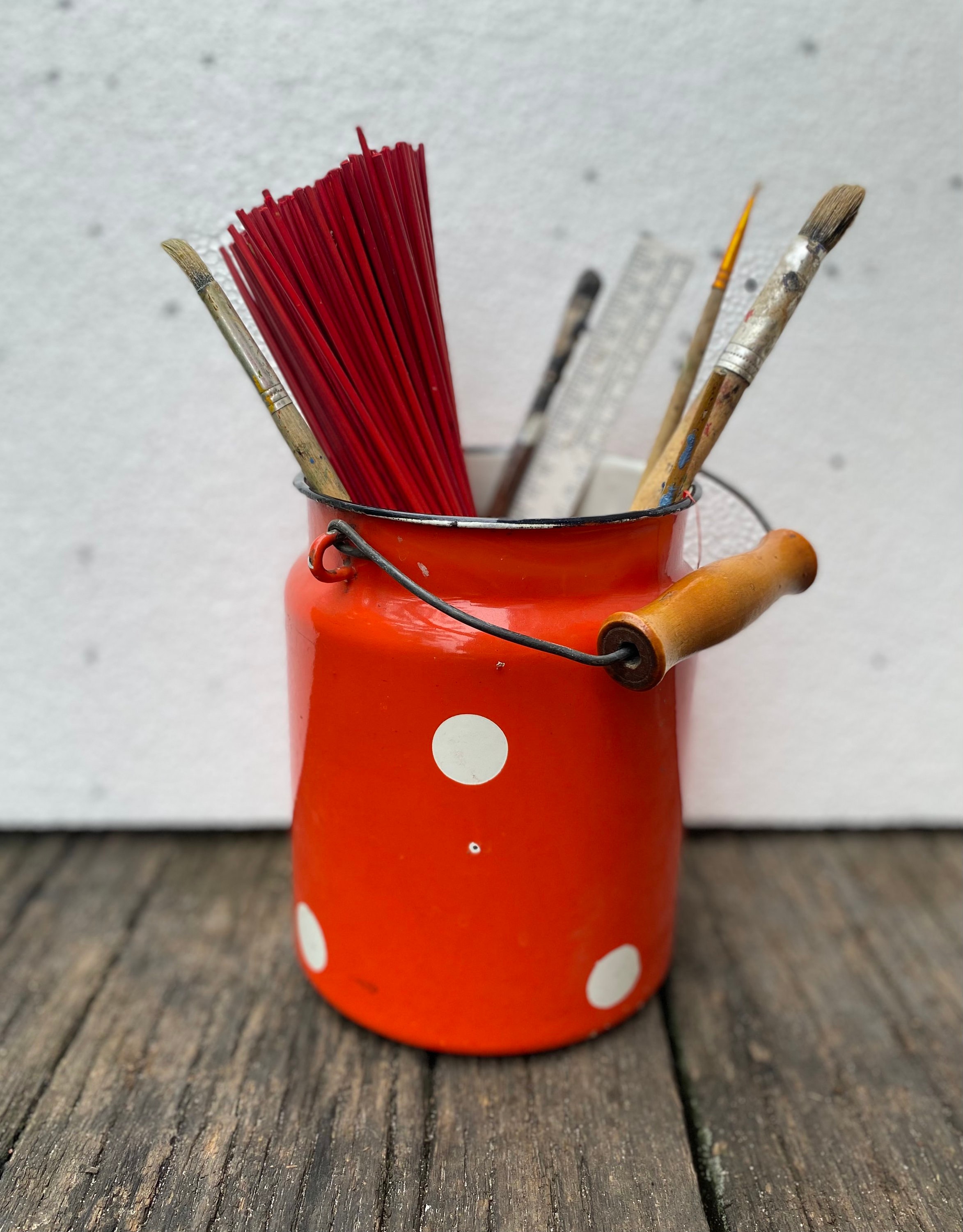 Vintage Enameled Can Red Milk Can Orange Enamel Can Metal - Etsy