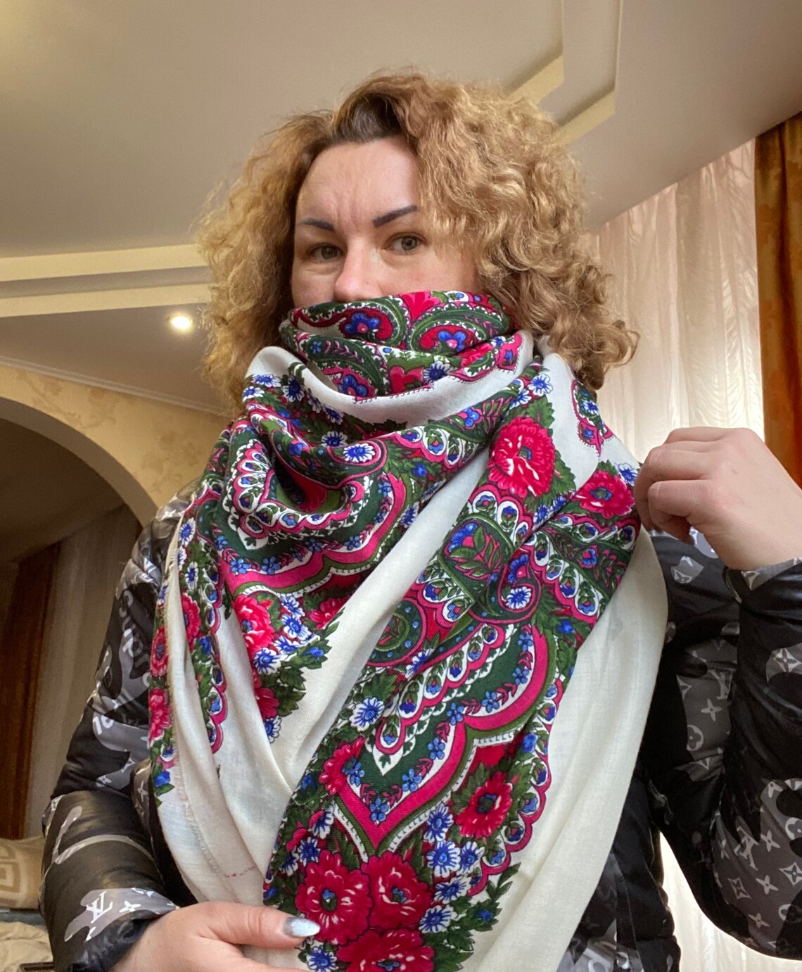 Big Retro Wool Headscarf Vintage Russian Headscarf Old-time - Etsy