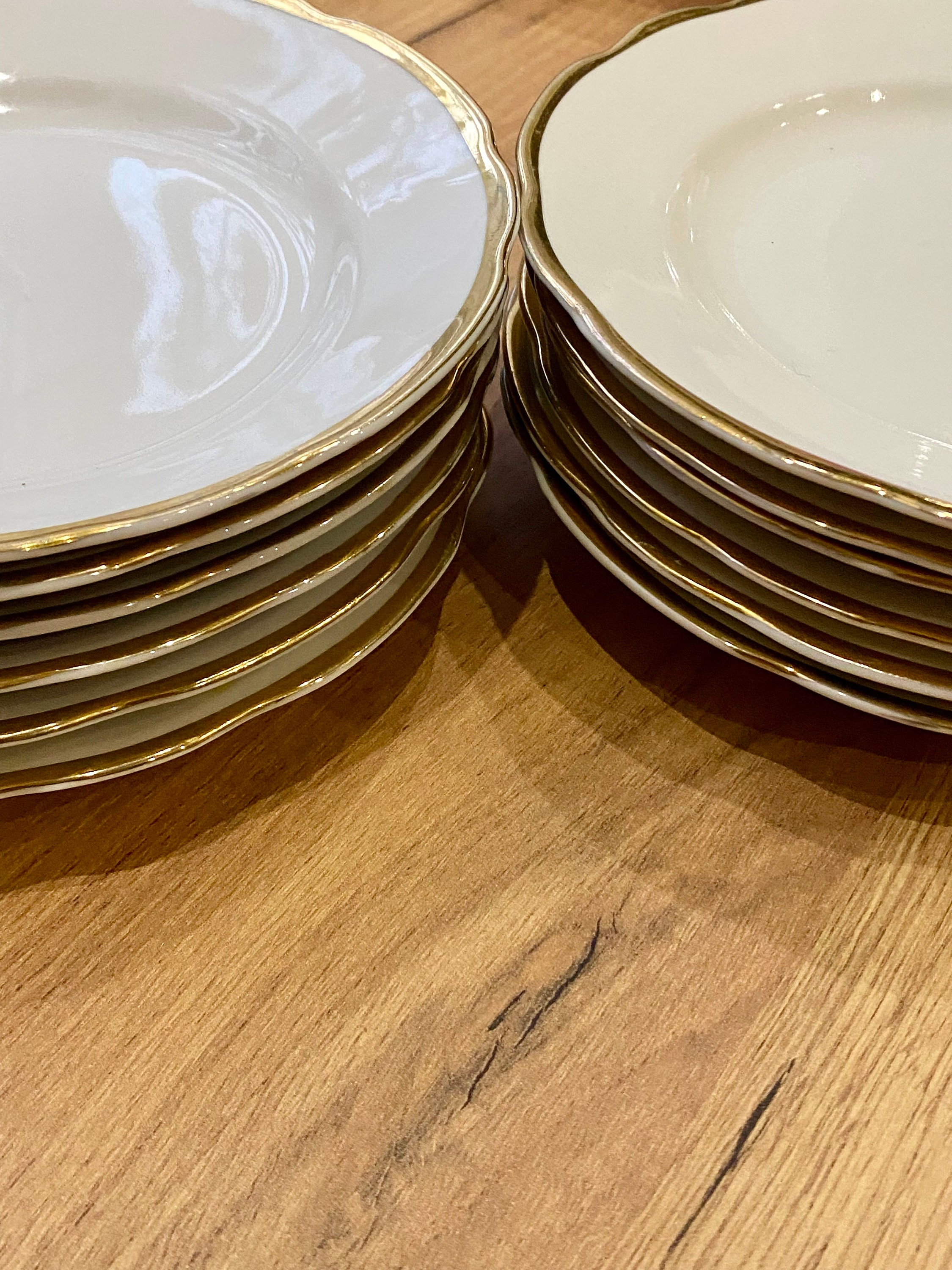 Retro USSR Dinner Plates, Set of 12, White With Gold Border - Etsy