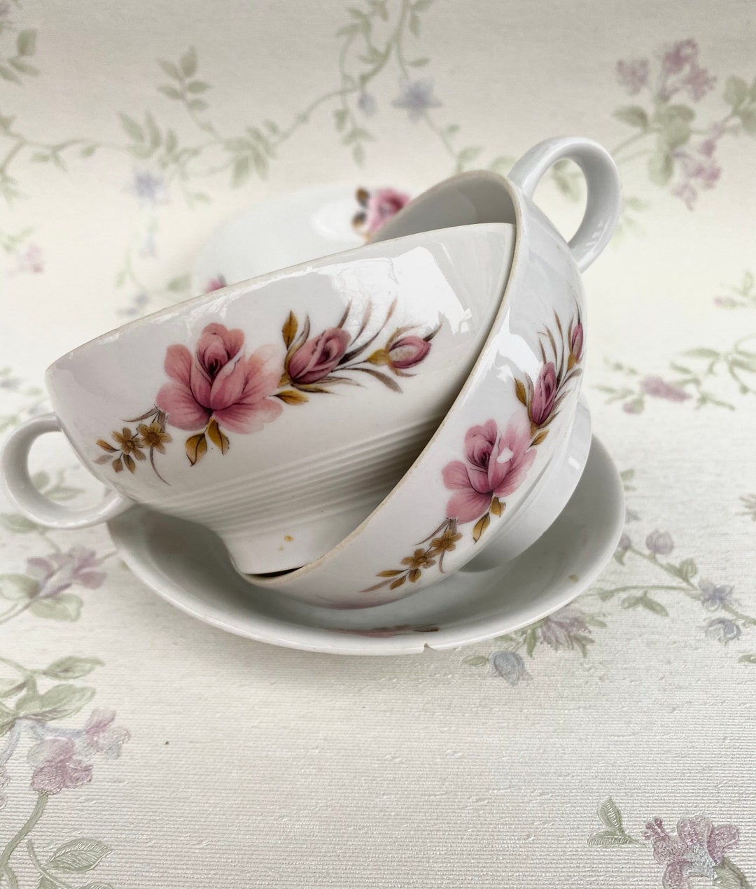Pink Bone China Tea Set, Gold Floral Decor, Bavaria - Etsy