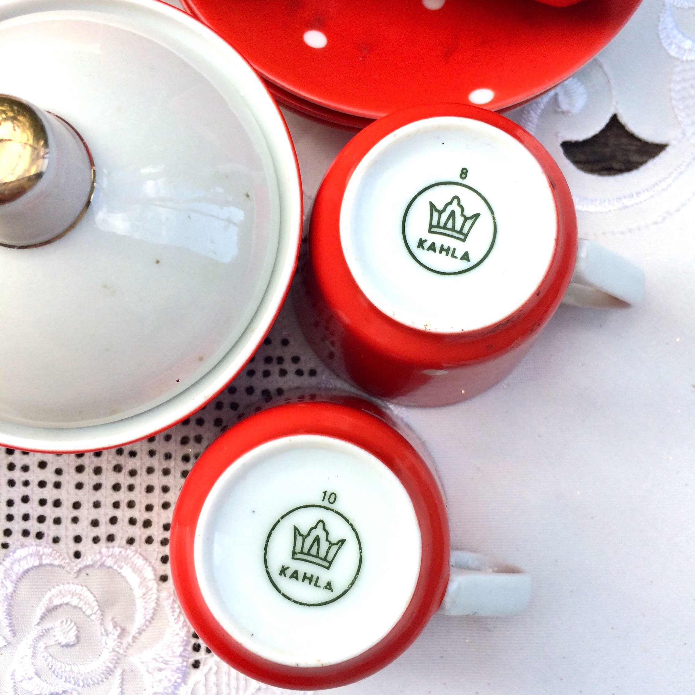 Vintage coffee set miniature porcelain red tea set doll tea | Etsy