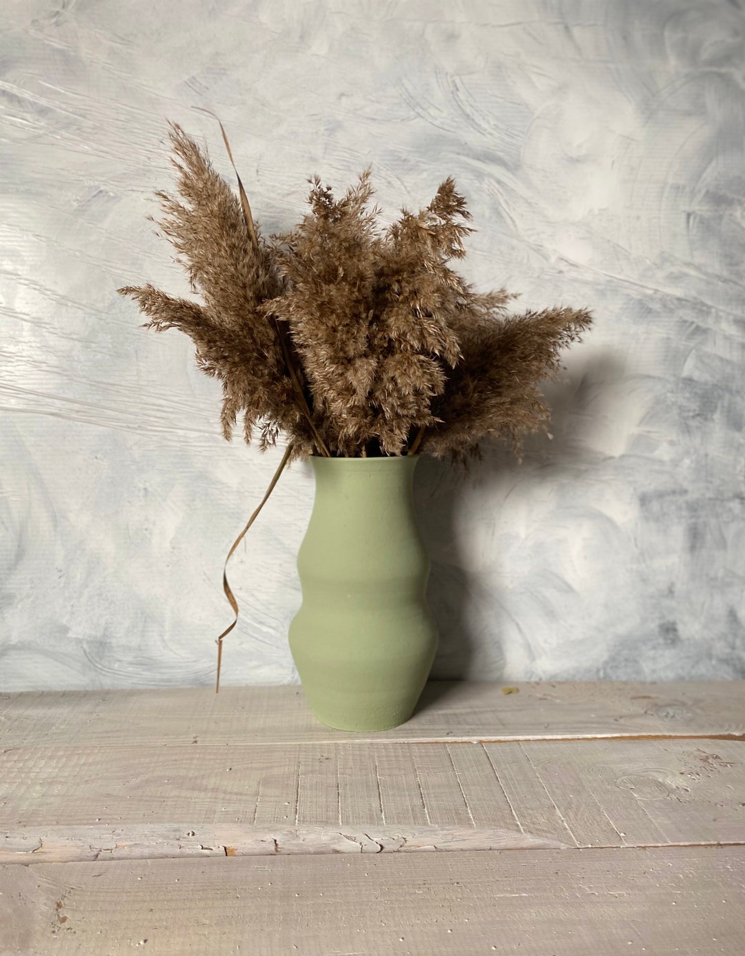 Jarrón de arcilla verde claro, Crock Pot, Gres primitivo, cerámica ...