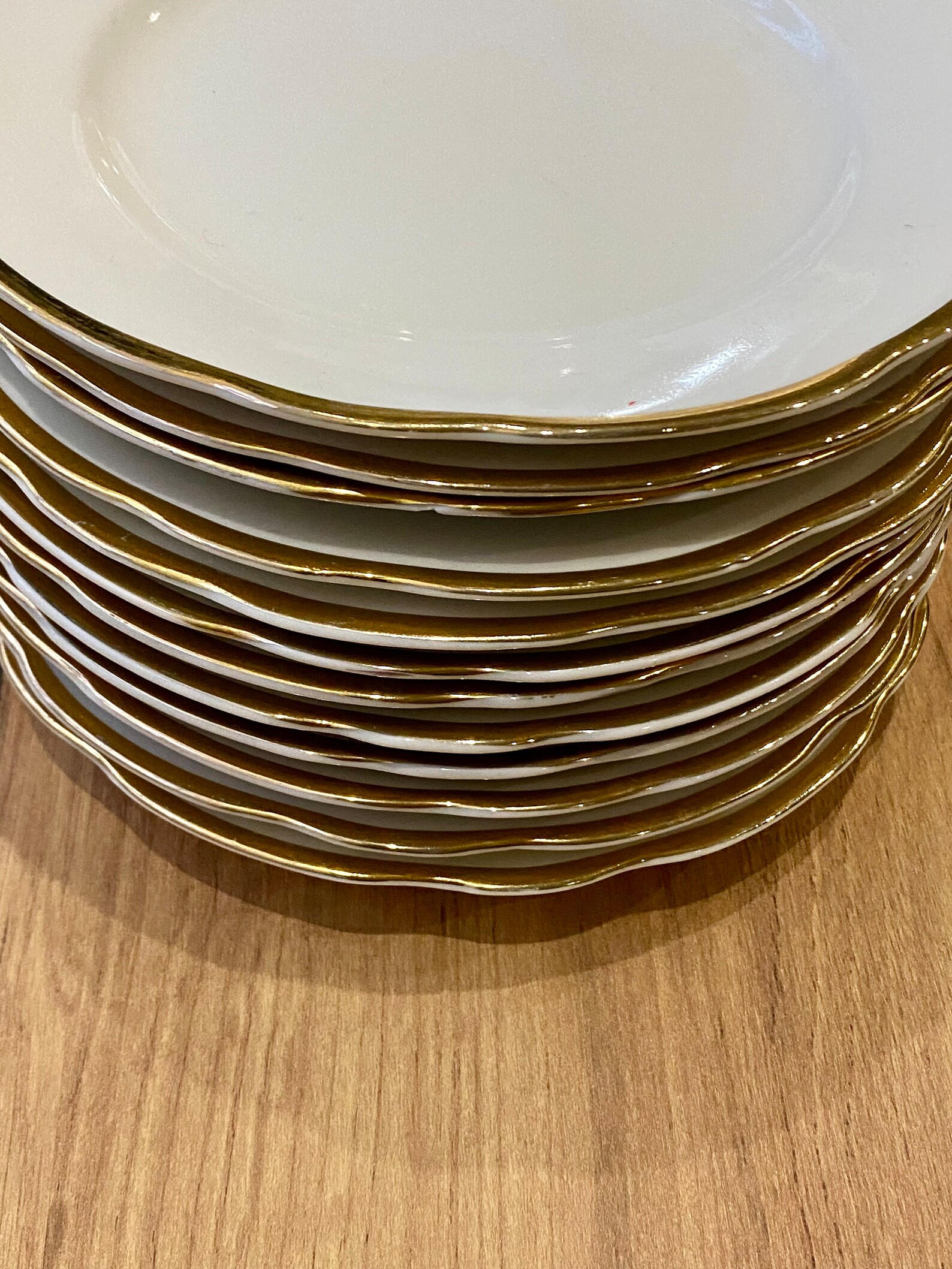 Retro USSR Dinner Plates, Set of 12, White With Gold Border - Etsy