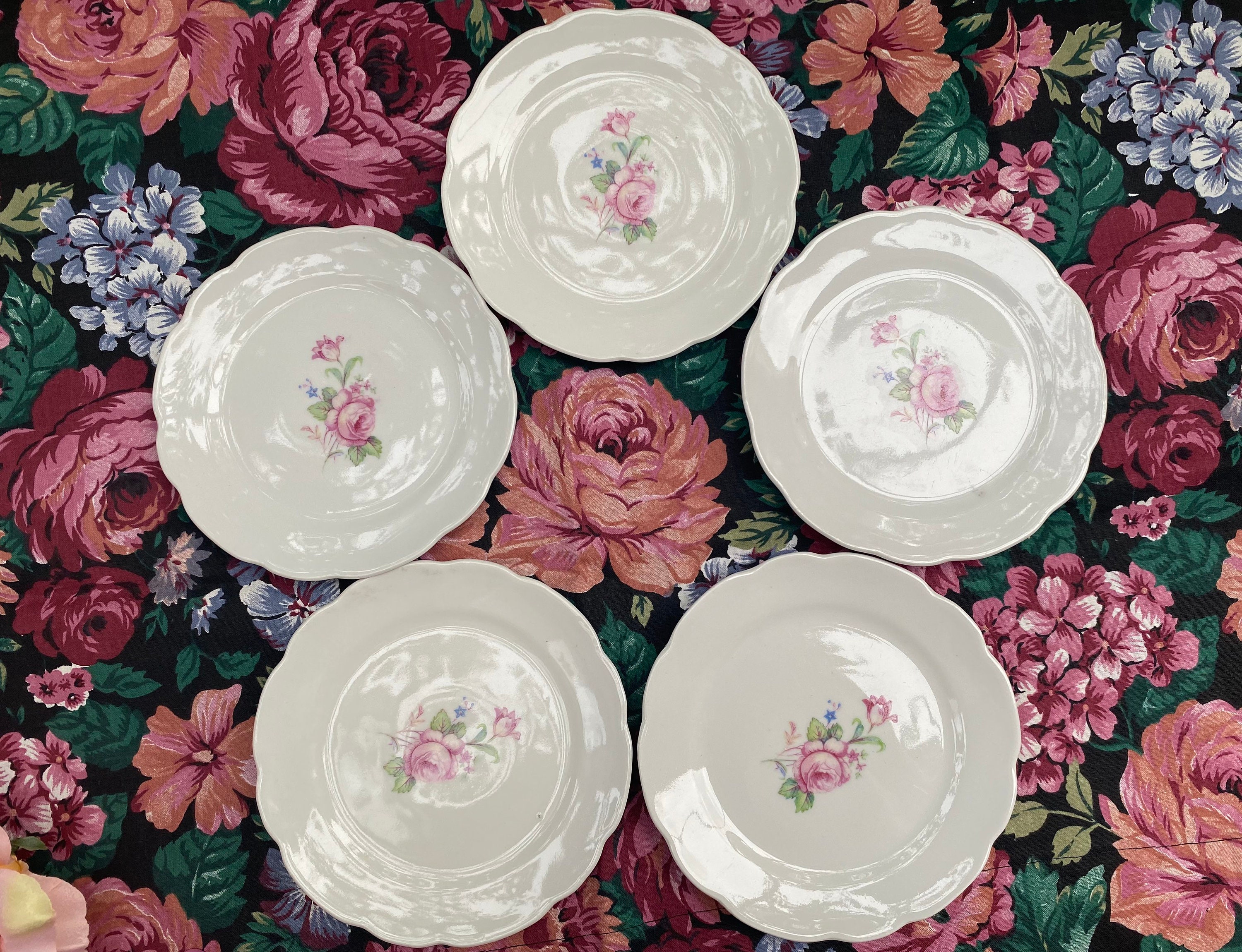 Vintage Plates Porcelain Small White Plates Rose Beautiful - Etsy