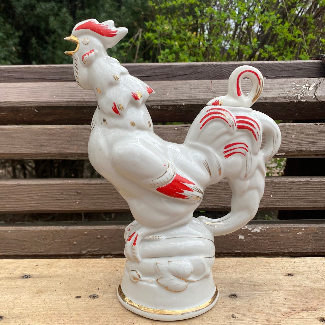 Vintage Roosters Figure, Porcelain Rooster, Small Statuette Decanter ...