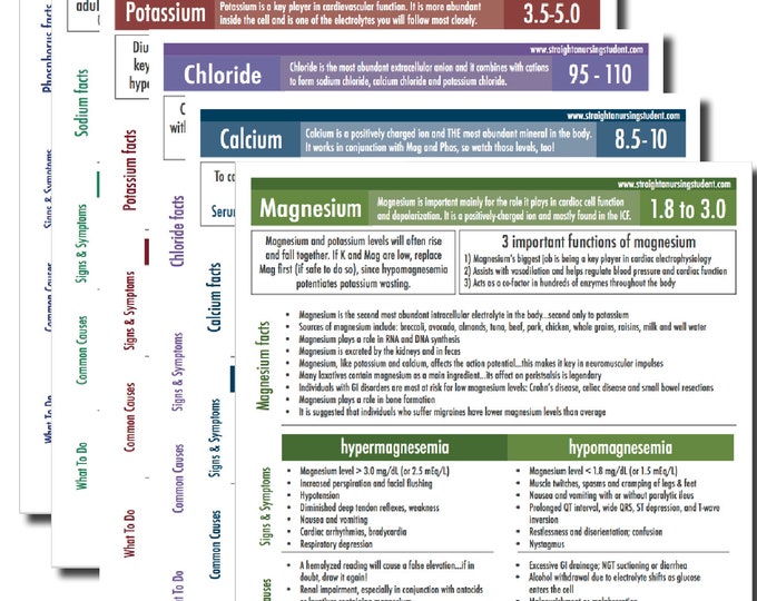 PRINTABLE Electrolytes Bundle and FREE Cardiovascular Study Guide (PDF ...