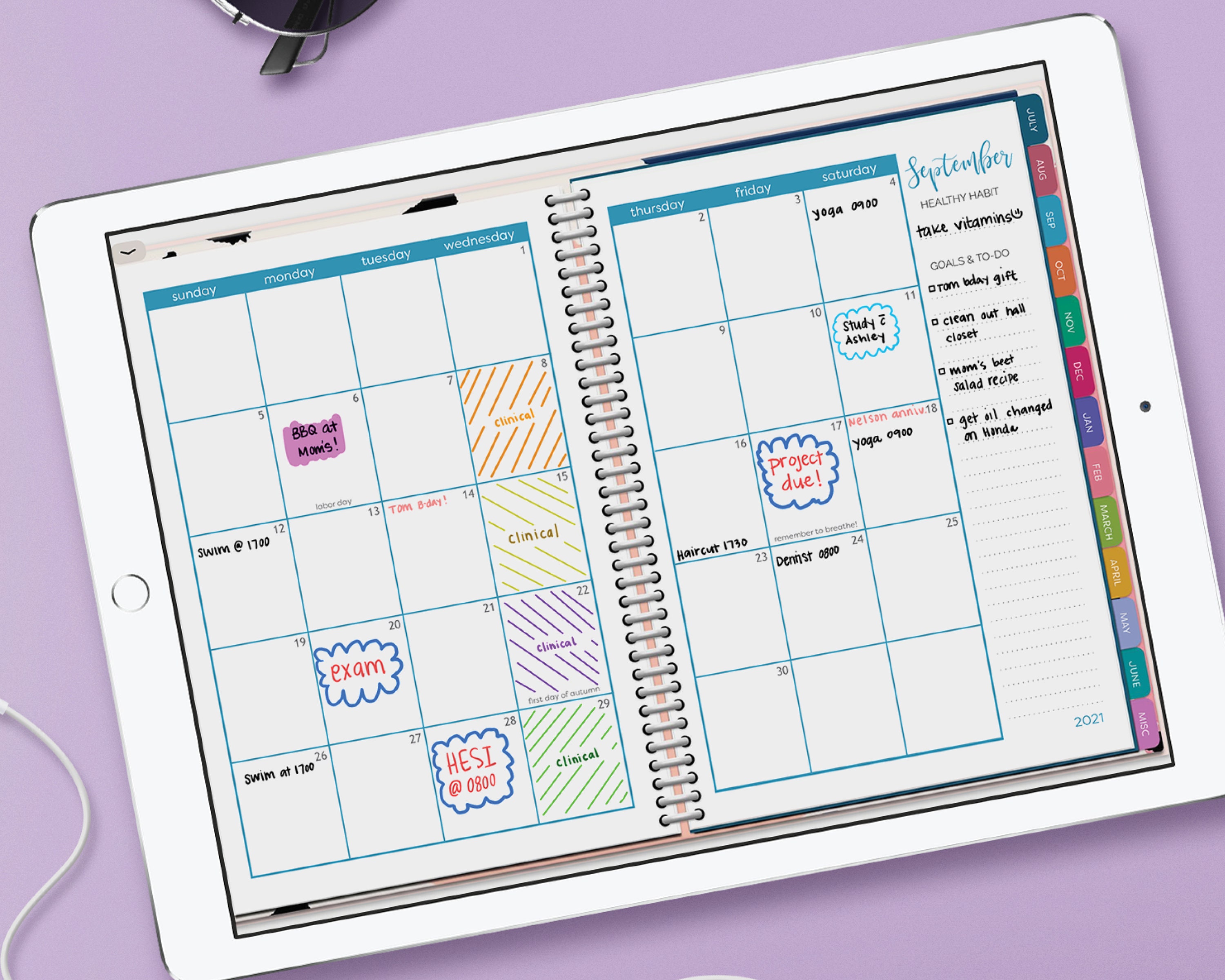 Calendars & Planners Paper BRUSH STROKES Nursing Student Planner ...