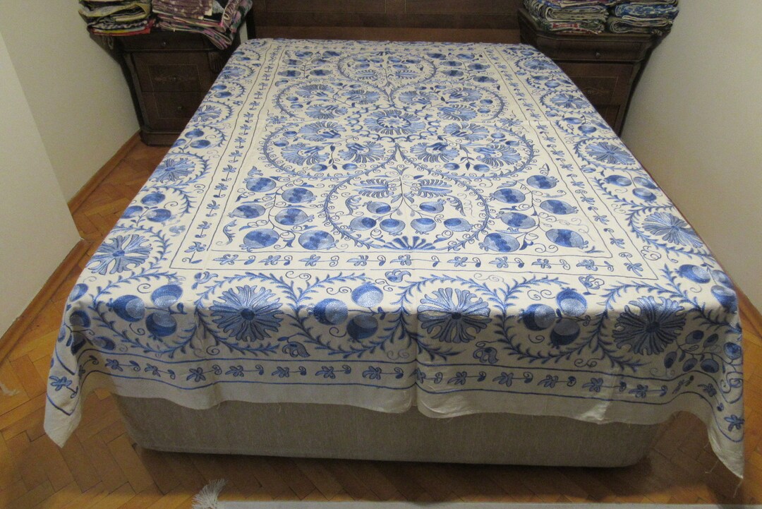 Silk Embroidery Suzani,cotton Fabric,suzani Bedding,suzani Bedspread ...