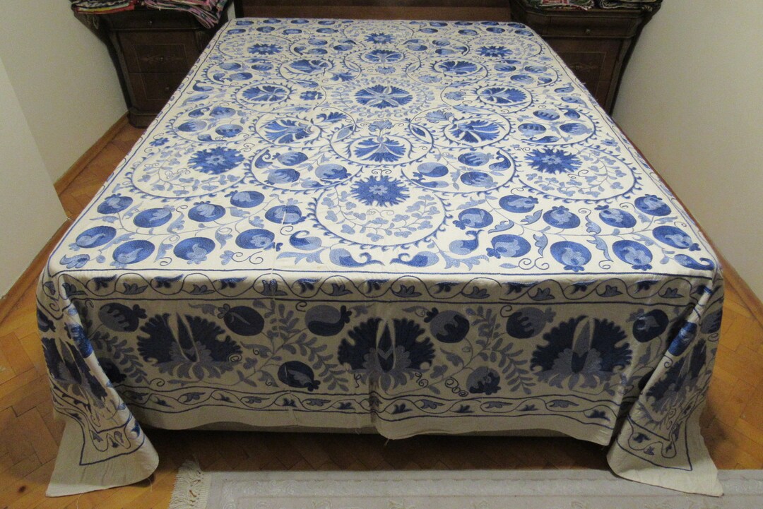 Silk Embroidery Suzani,cotton Fabric,suzani Bedding,suzani Bedspread ...