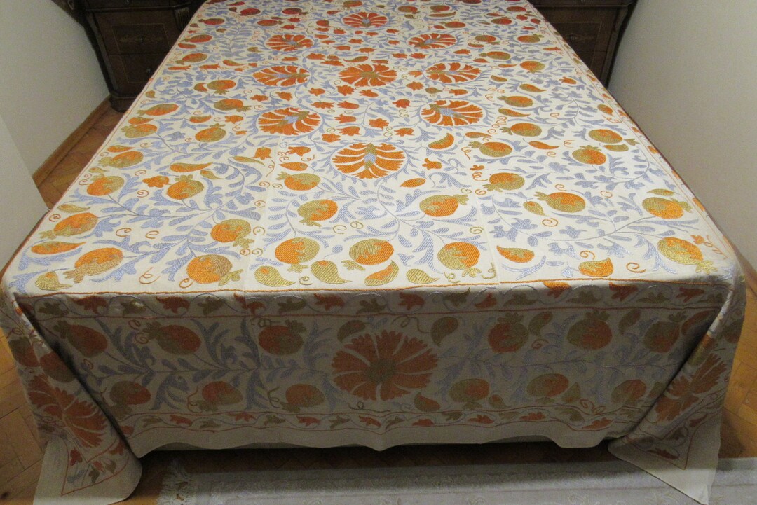 Silk Embroidery Suzani,cotton Fabric,suzani Bedding,suzani Bedspread ...