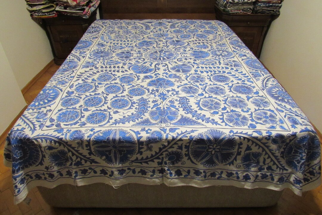 Silk Embroidery Suzani,cotton Fabric,suzani Bedding,suzani Bedspread ...